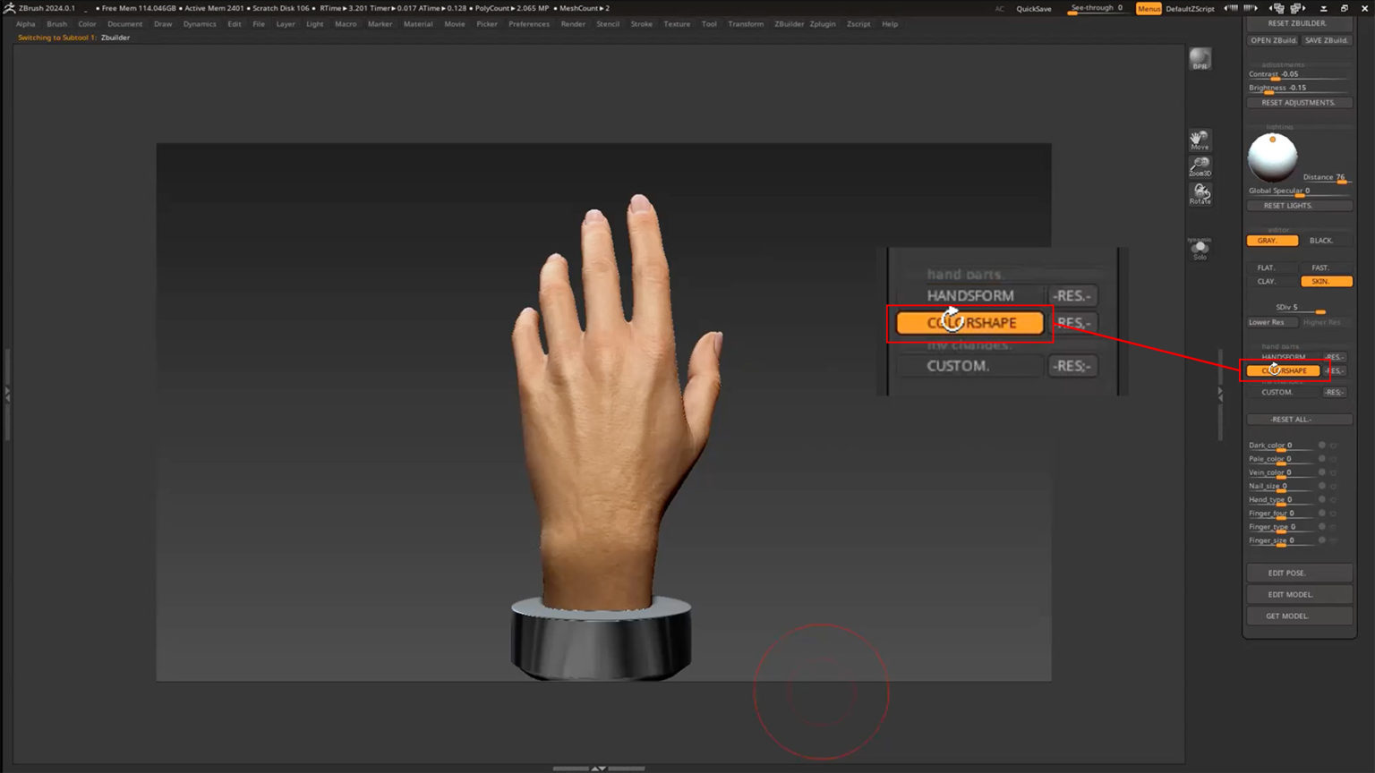 「大畠雅人のZBrushおすすめプラグイン紹介」③Human Zbuilder-Hand | TOPICS | スカルプターズ・ラボ