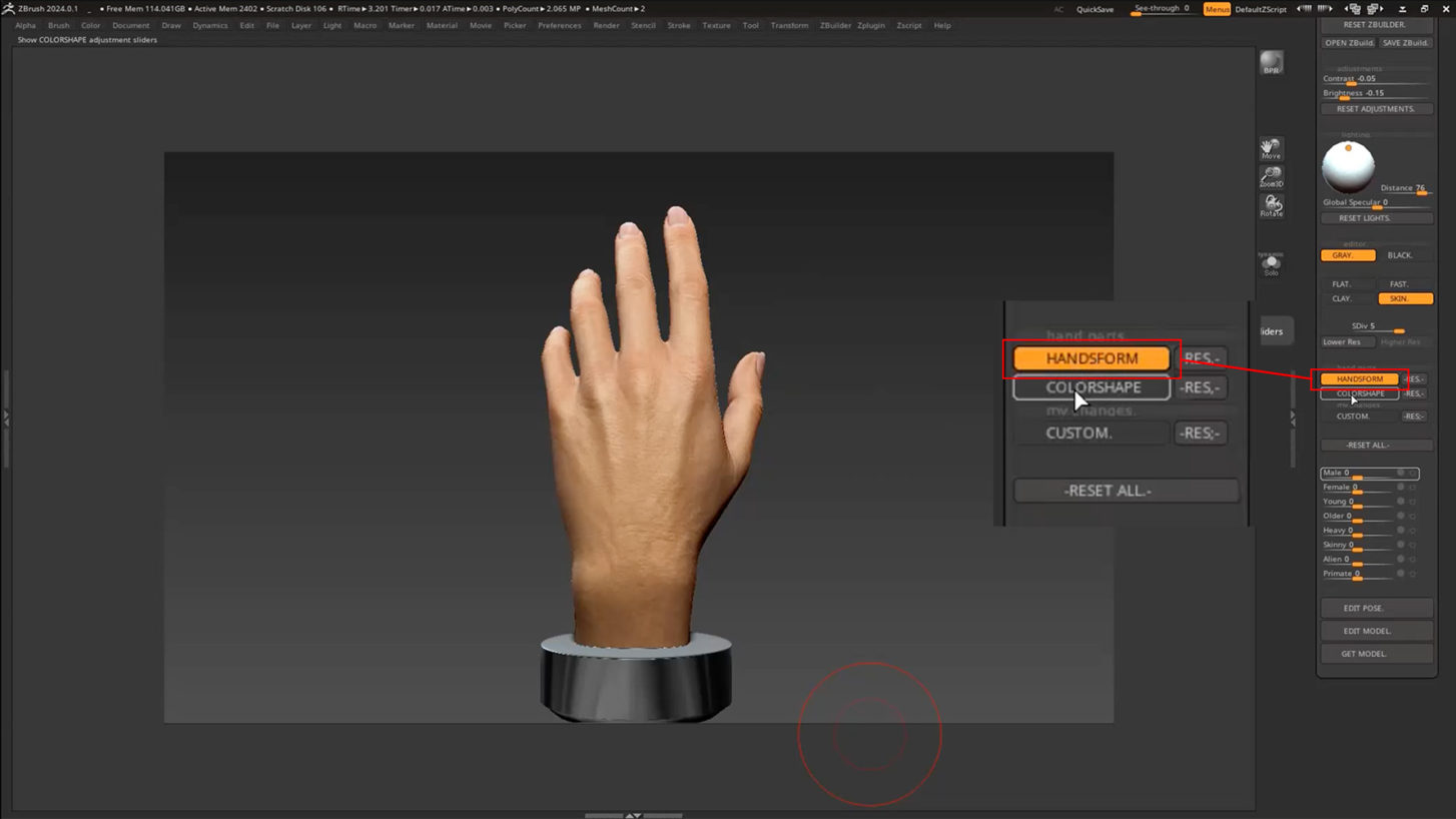 「大畠雅人のZBrushおすすめプラグイン紹介」③Human Zbuilder-Hand | TOPICS | スカルプターズ・ラボ